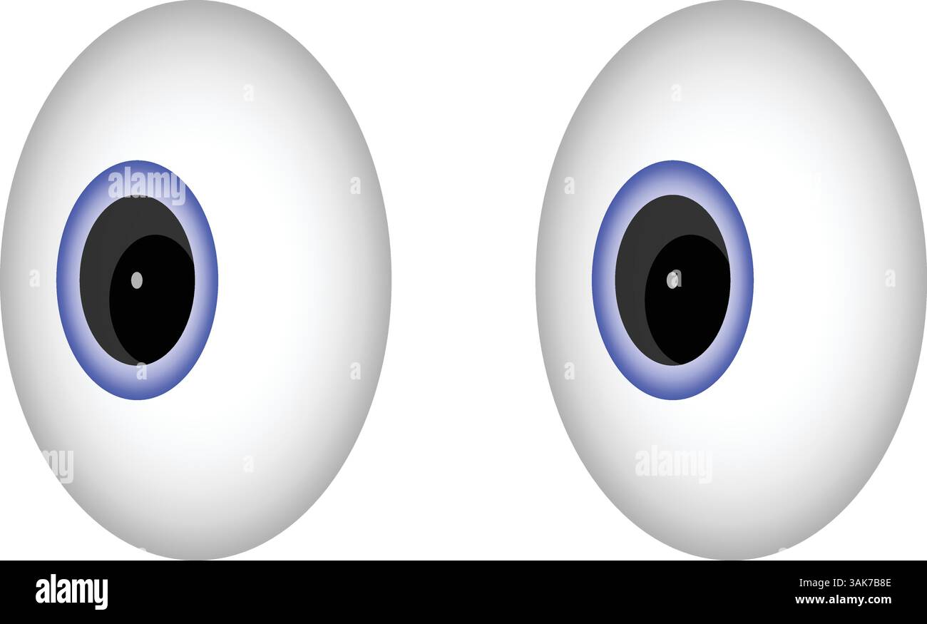 Realistic Cartoon Eyes Emoji - Wide Open Eyeballs Vector Illustration ...
