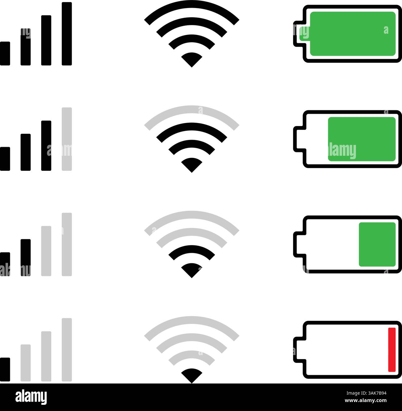 Minimalist battery wifi signal icons vector illustration Stock Vector Image & Art - Alamy