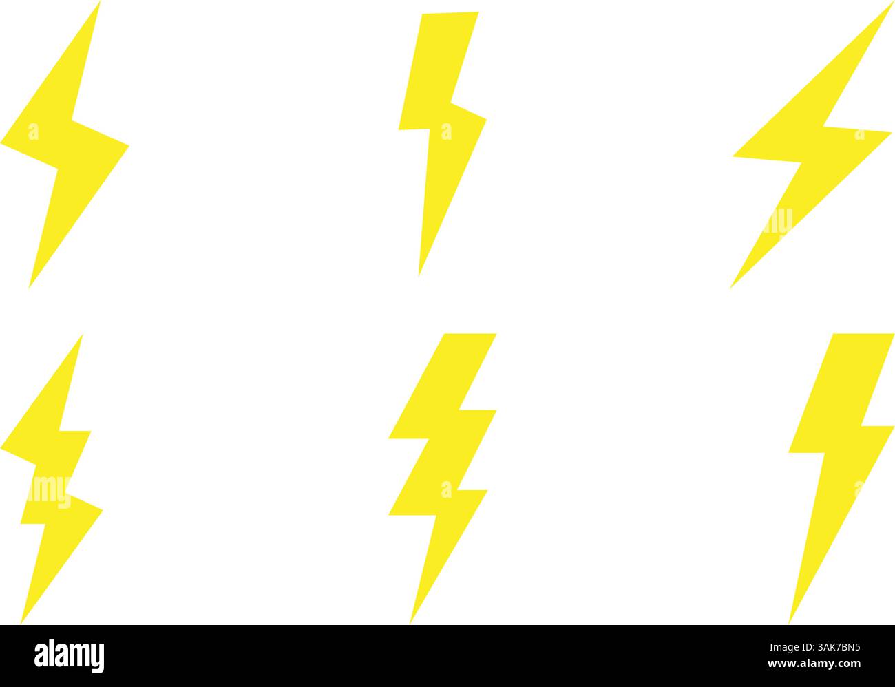 Yellow Lightning Bolt, Thunderbolt vector set. Power energy sign or Electric power symbol Stock ...