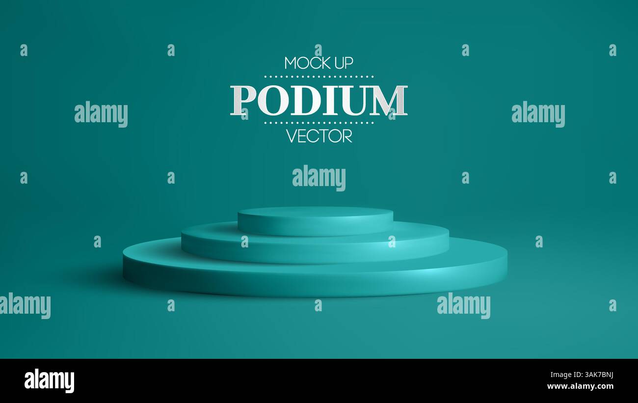 Modern turquoise 3D podium mockup with circular stage platform, minimal ...