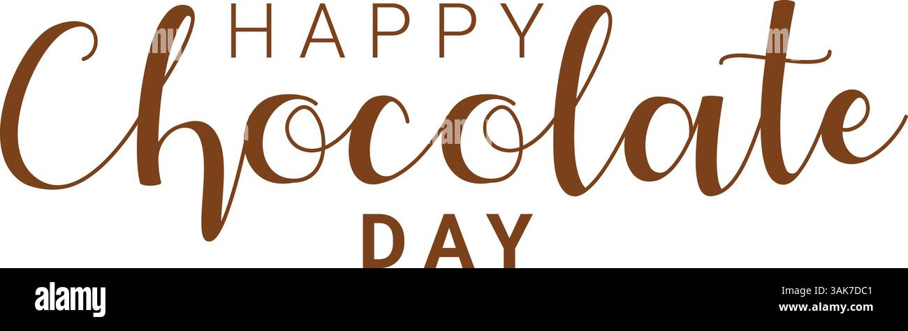 Happy chocolate day calligraphy text isolated on white background Stock ...