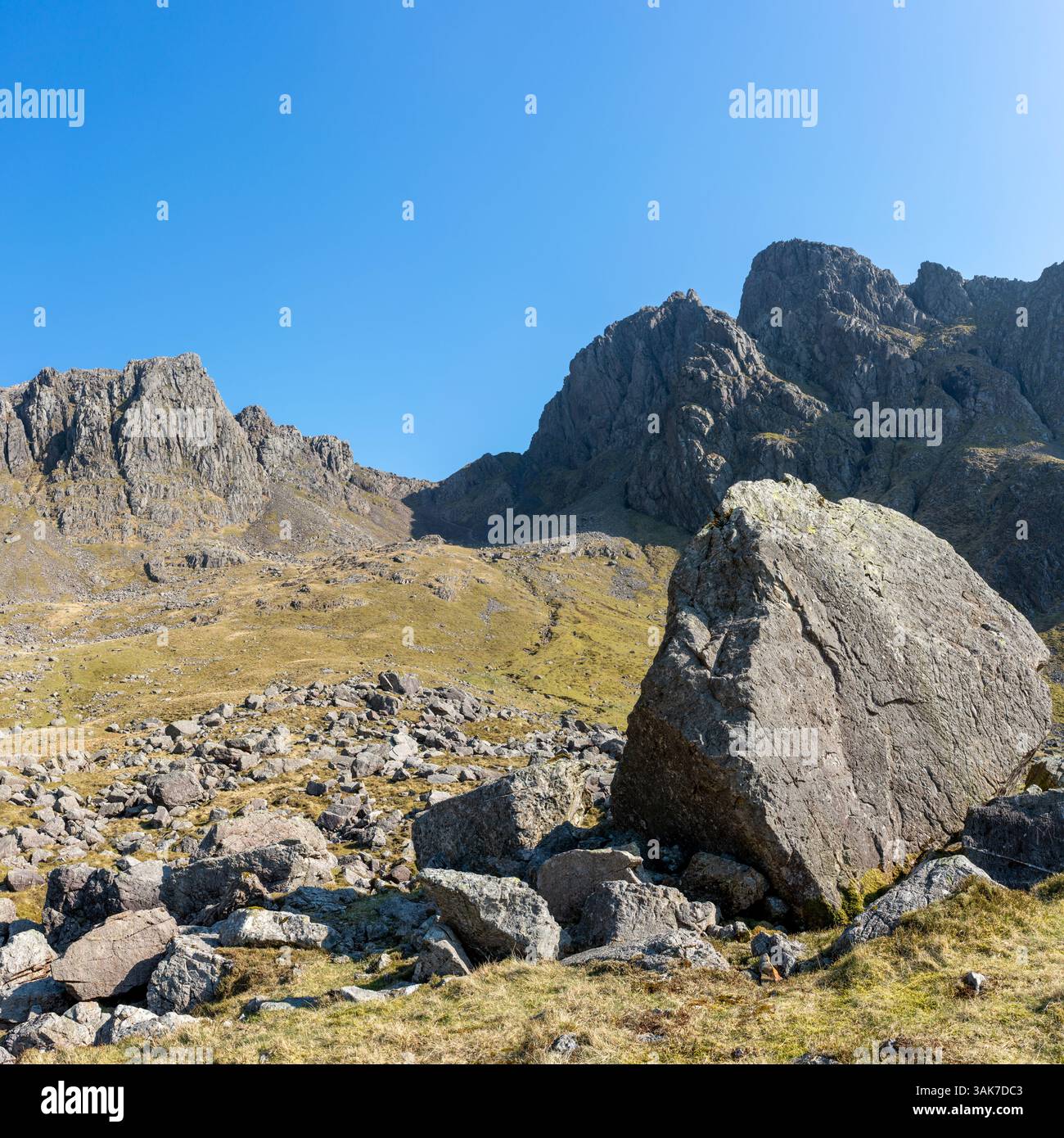 In the boulder field of 'Hollow Stones' below the peak of Scafell Stock ...