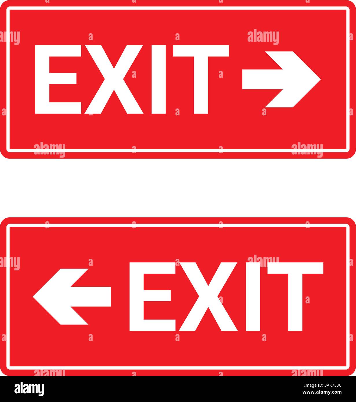 Red Exit Sign Vector Design – Emergency Exit Direction Symbol for Safety and Navigation Stock ...
