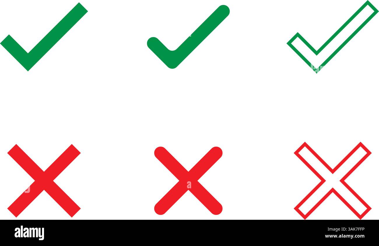 Cross and check mark icon set Stock Vector Image & Art - Alamy