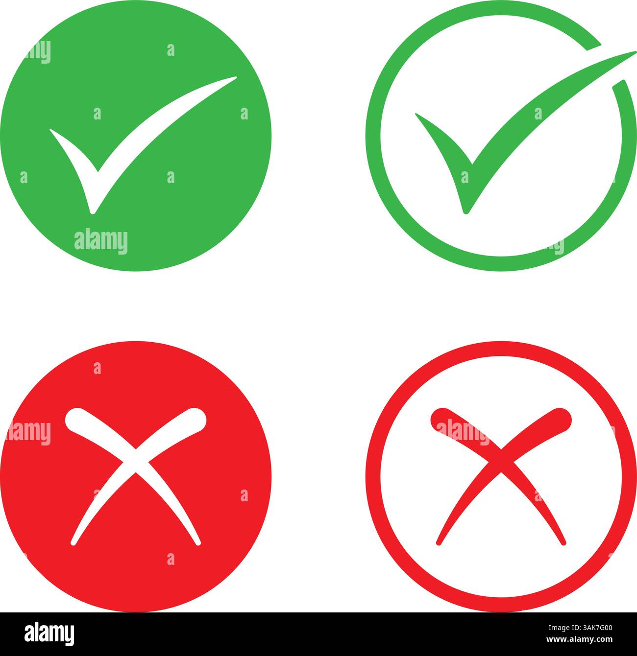 Cross and check mark icon set Stock Vector Image & Art - Alamy