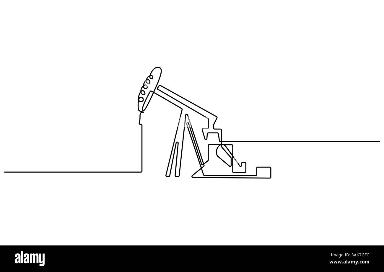 Oil pump jack platform of One continuous line drawing Drilling rig ...