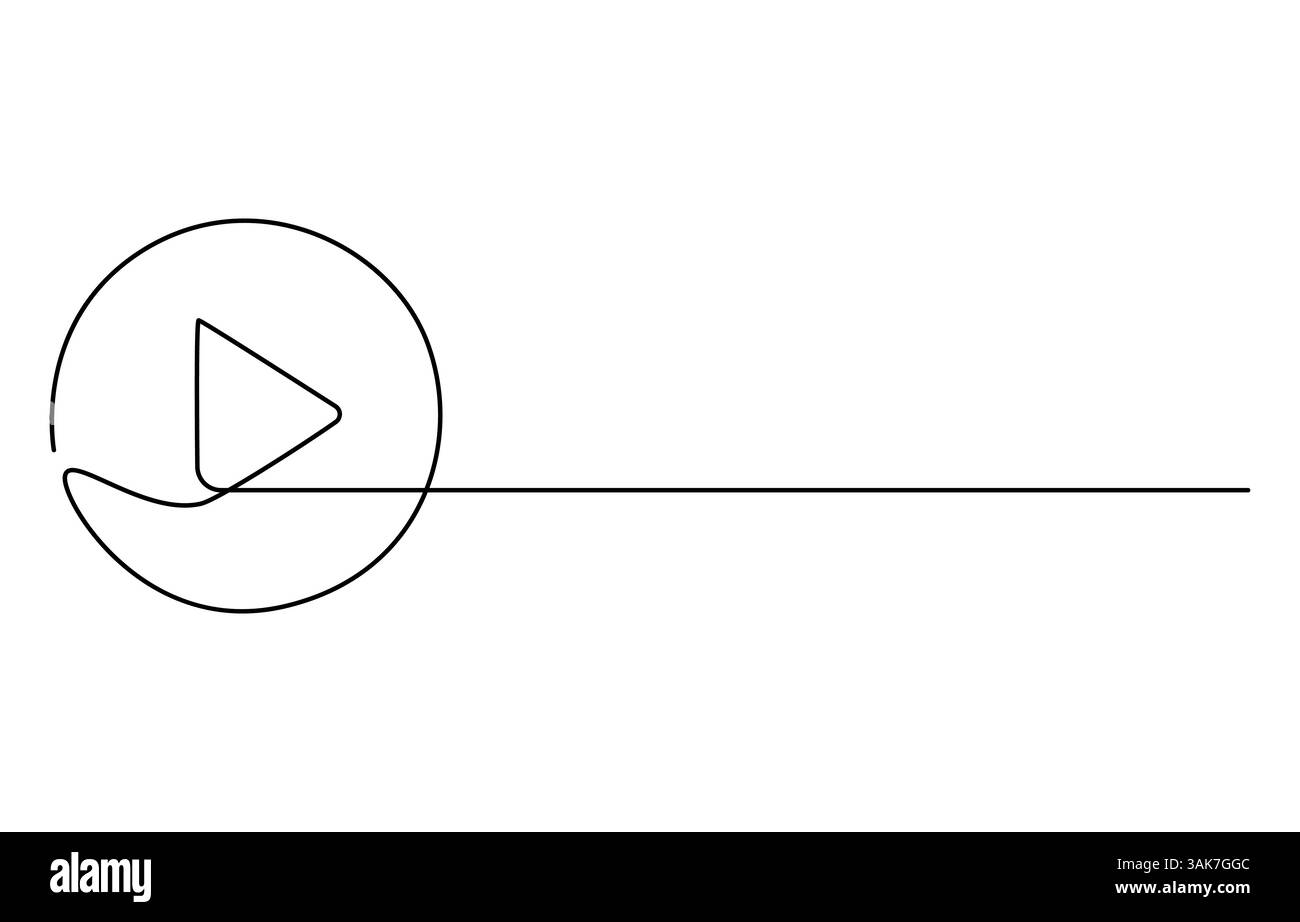 Continuous line drawing of play icon. Media, Video or music player ...