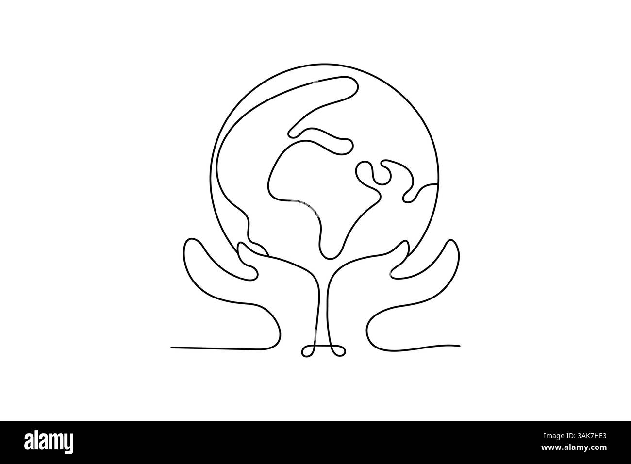 Globe of the Earth one line art planet minimalist design on white ...