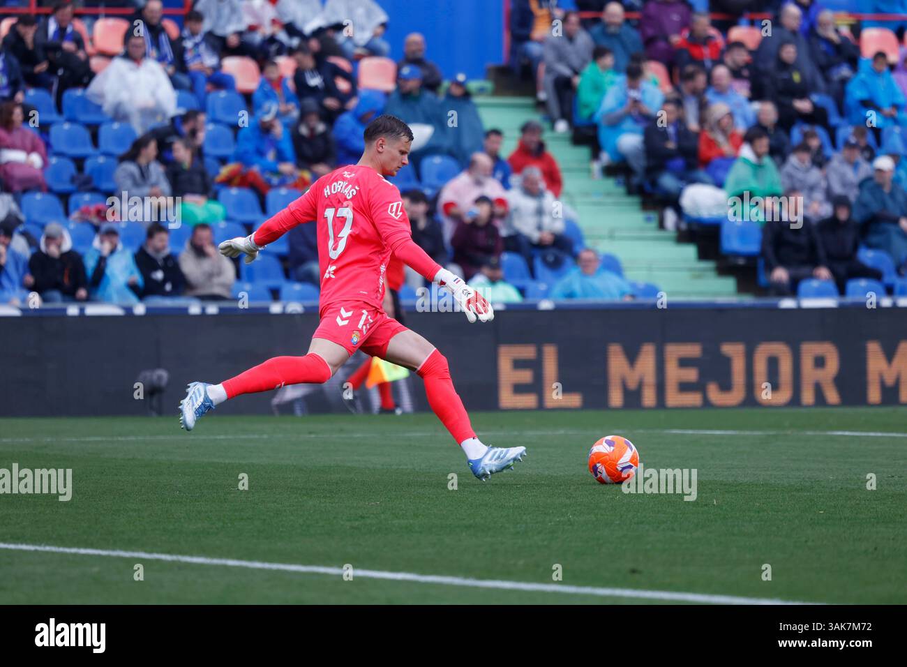 GETAFE, SPAIN - APRIL 12, 2025: Dinko Horkas (13 UD Las Palmas) during ...