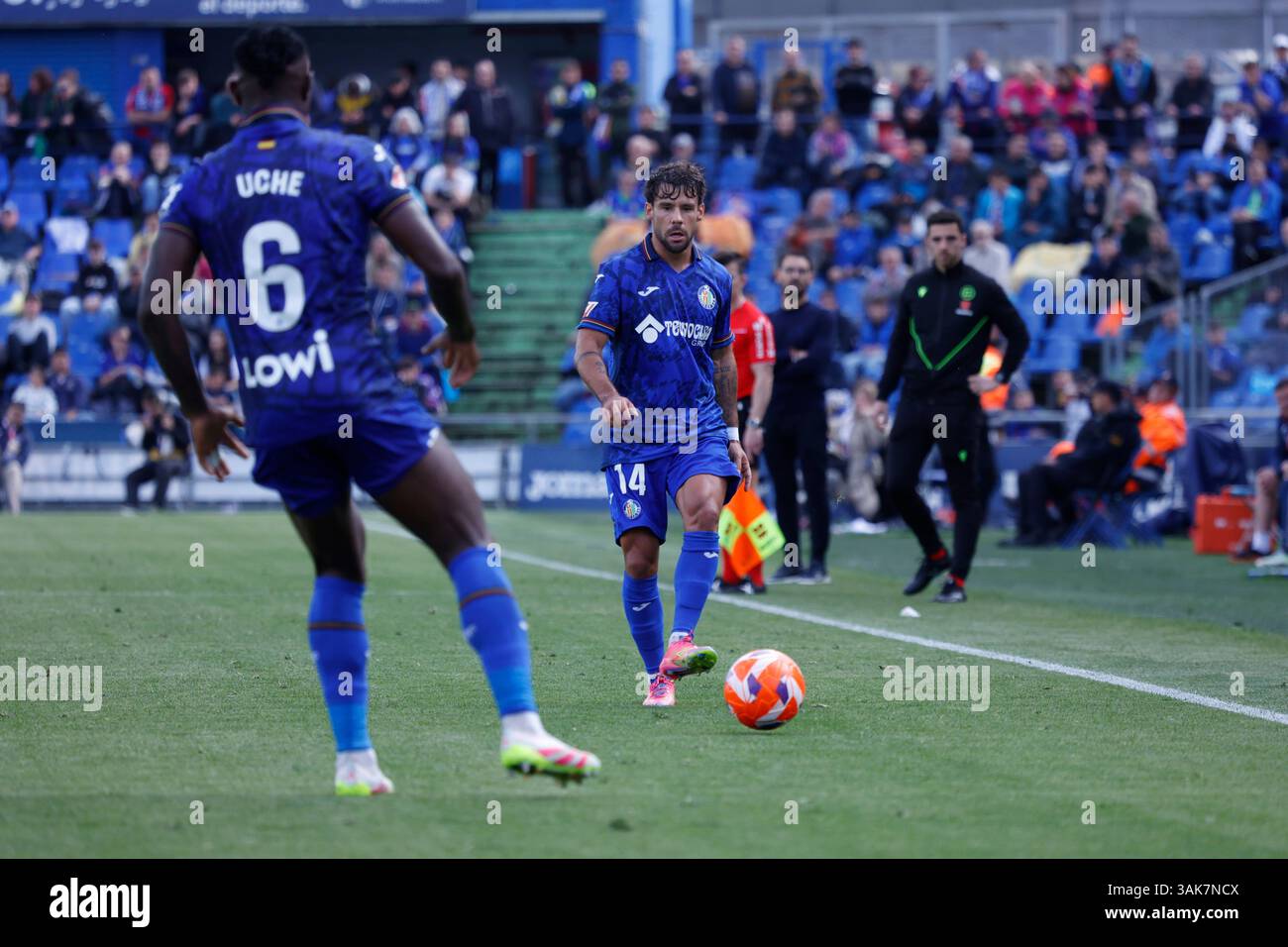 GETAFE, SPAIN - APRIL 12, 2025: Juan Bernat (14 Getafe CF) during ...