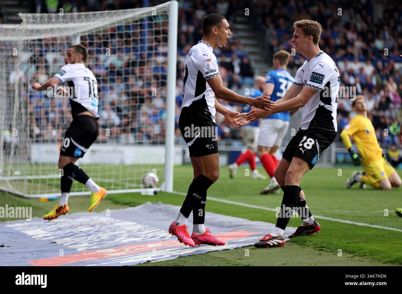 Derby County's Kayden Jackson (centre) and Derby County's Harrison ...