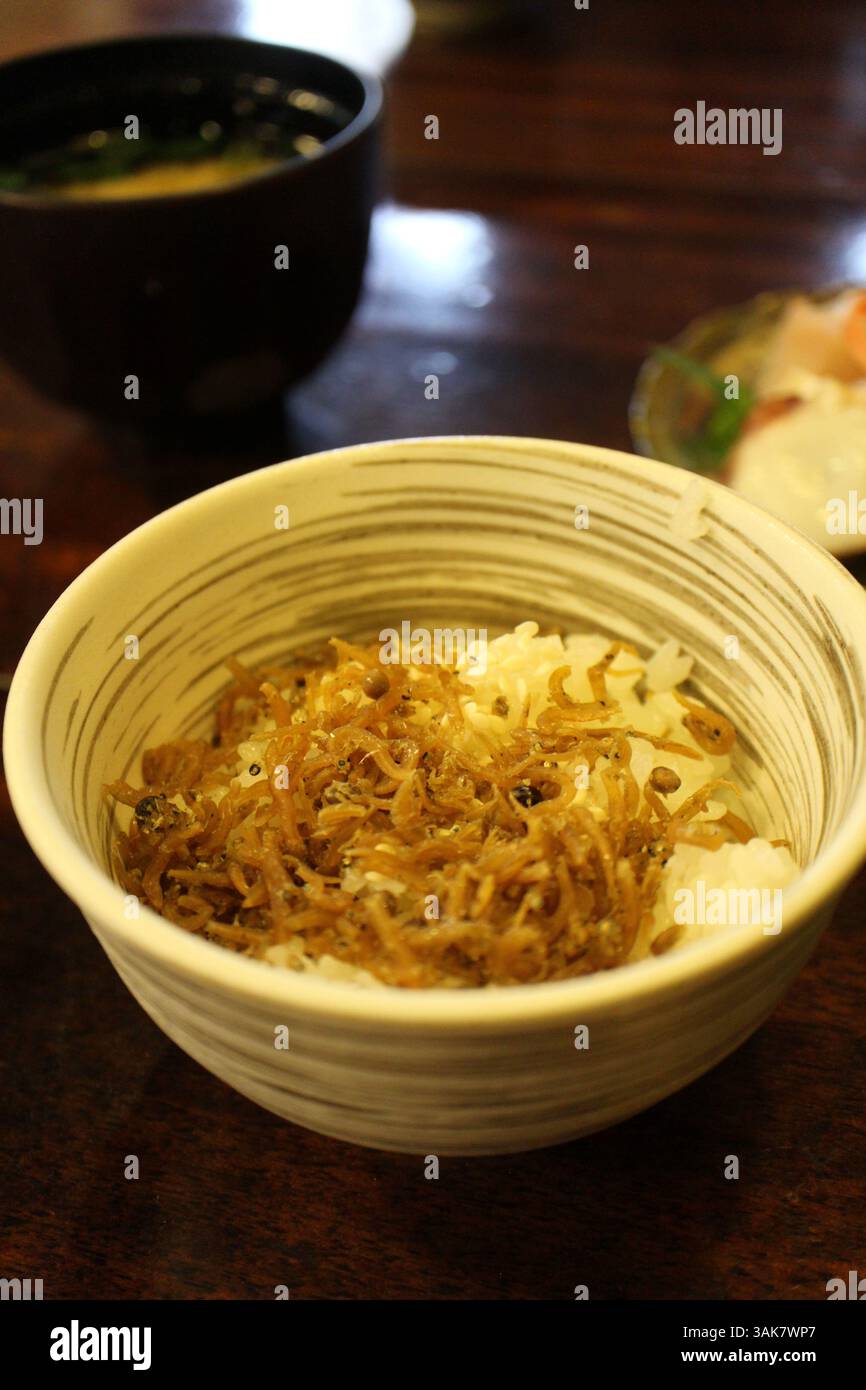 Japanese cuisine: sansho (Japanese pepper) and dried young sardines ...
