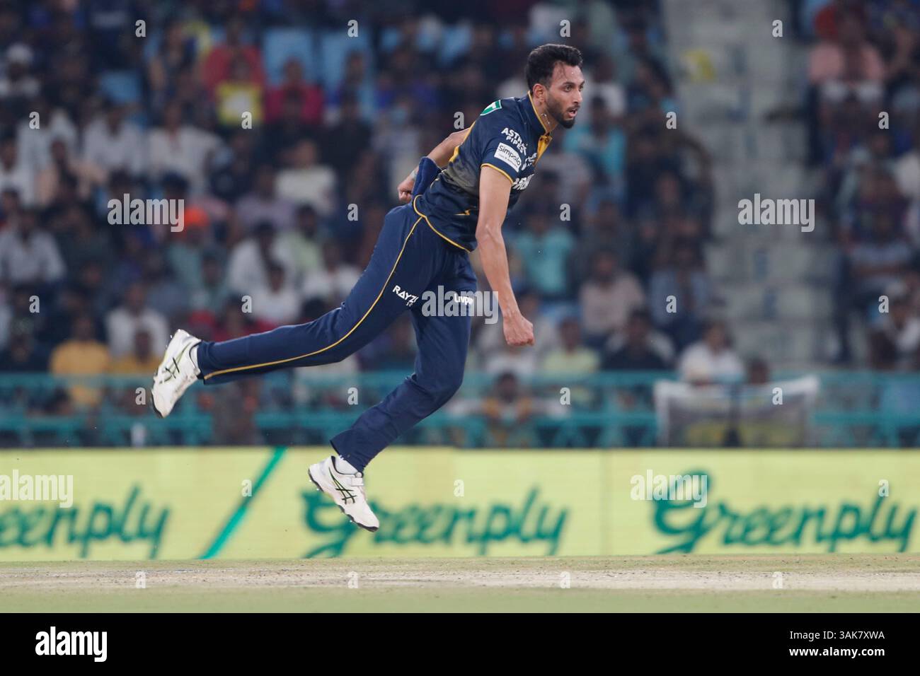 LUCKNOW, INDIA - APRIL 12: Prasidh Krishna of Gujrat Titans bowls ...