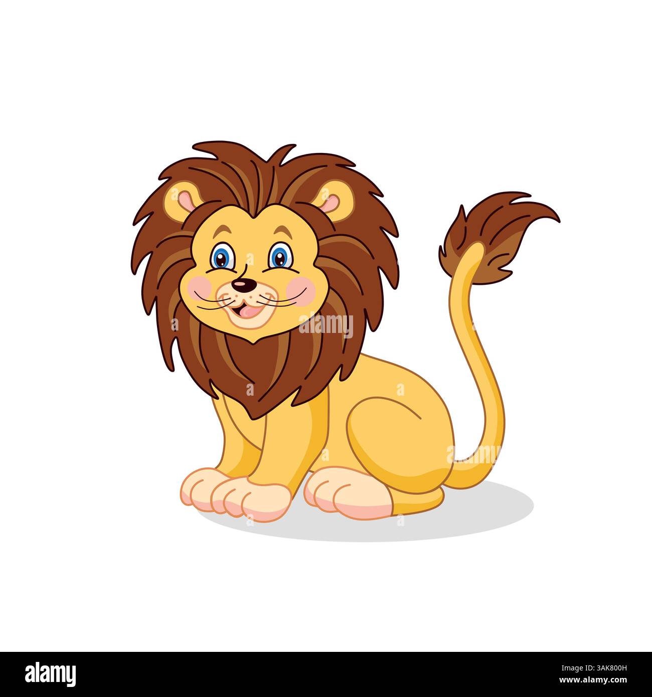 Cute cartoon lion isolated on white background. Baby lion smiling ...