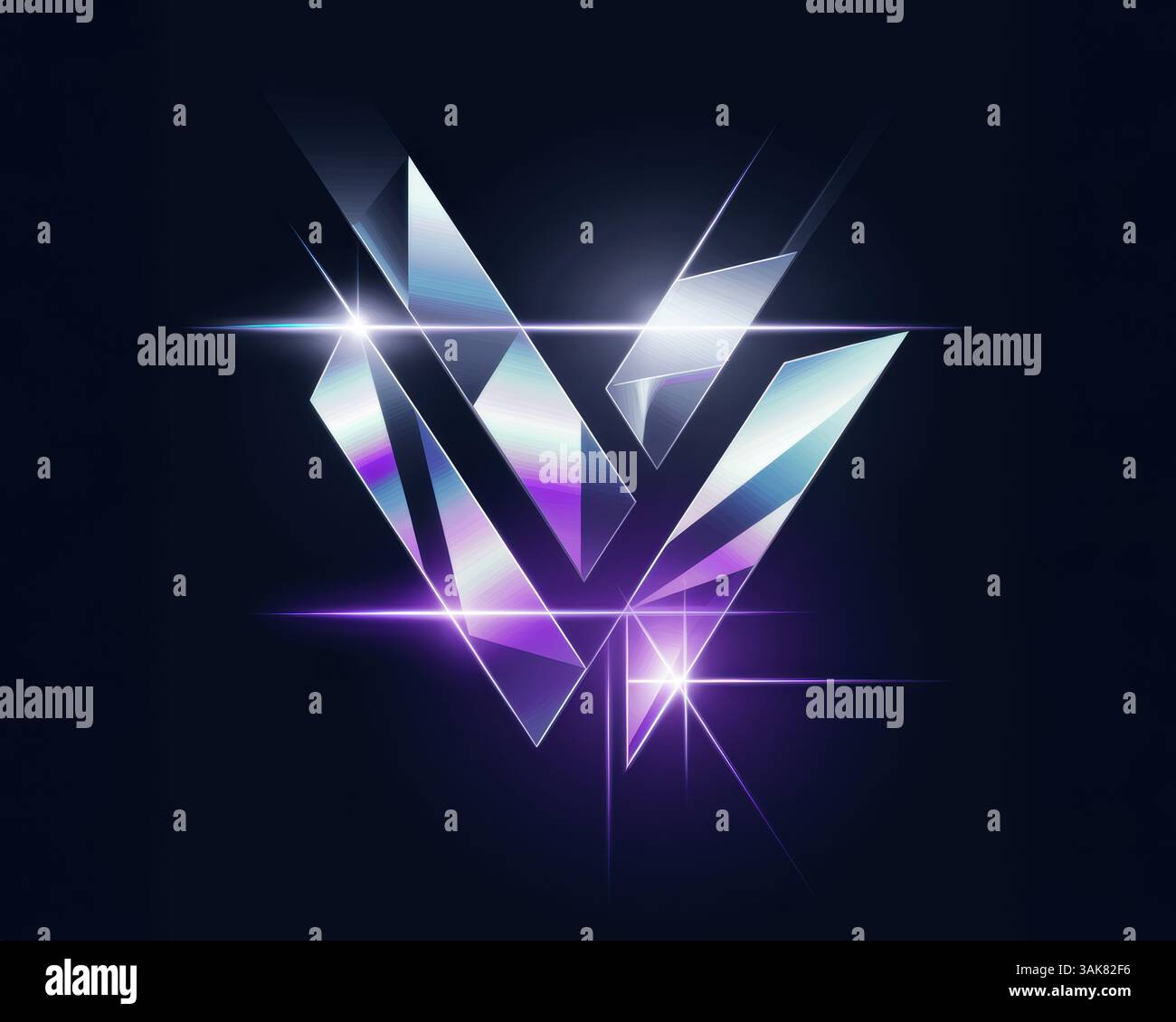 Stylish abstract image featuring two intersecting iridescent triangles ...