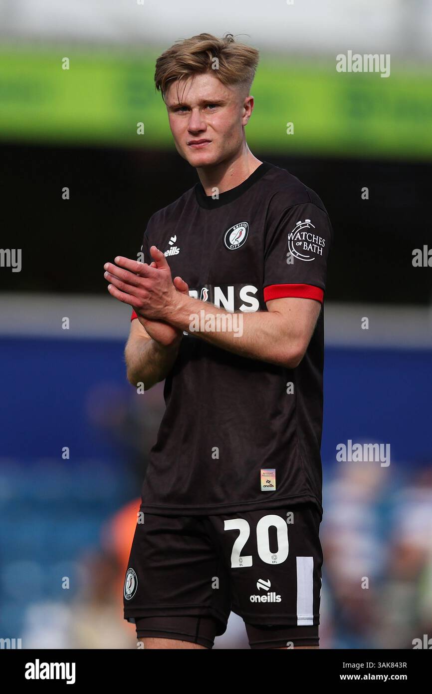 LONDON, UK - 12th Apr 2025: Sam Bell of Bristol City applauds the fans ...