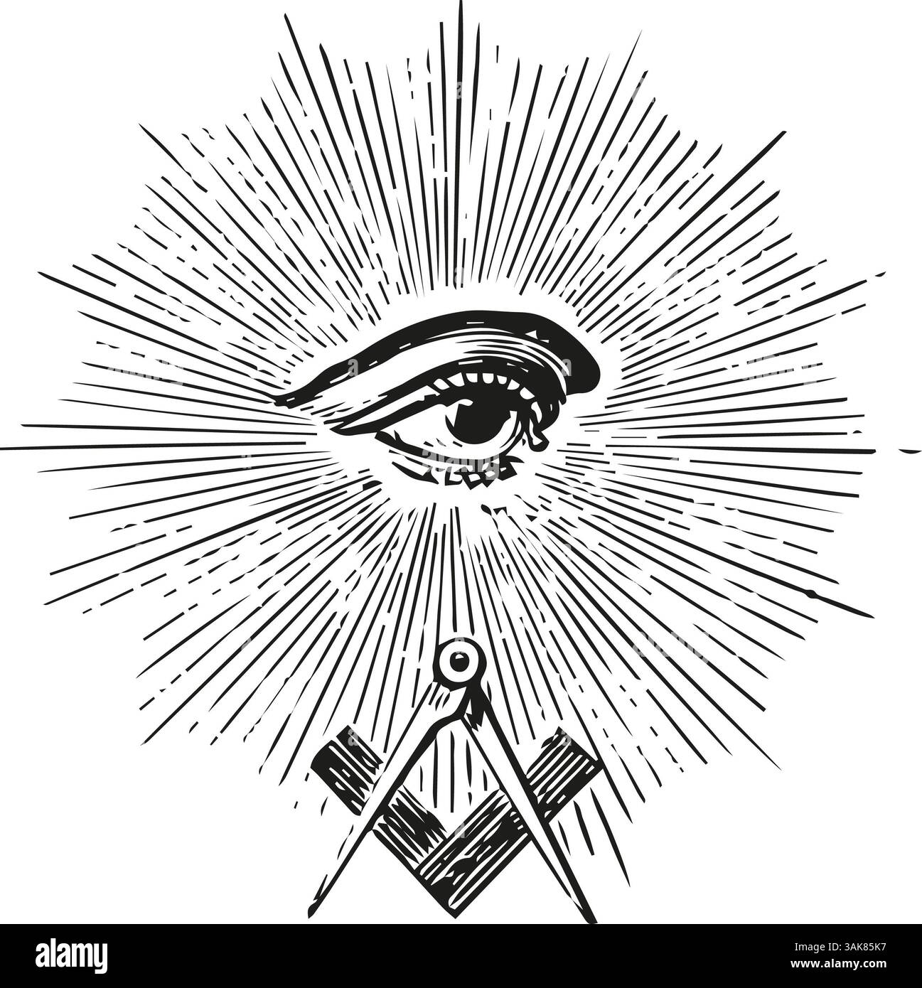 Masonic eye, Freemason symbol, compass and angle, Freimaurer Zirkel ...