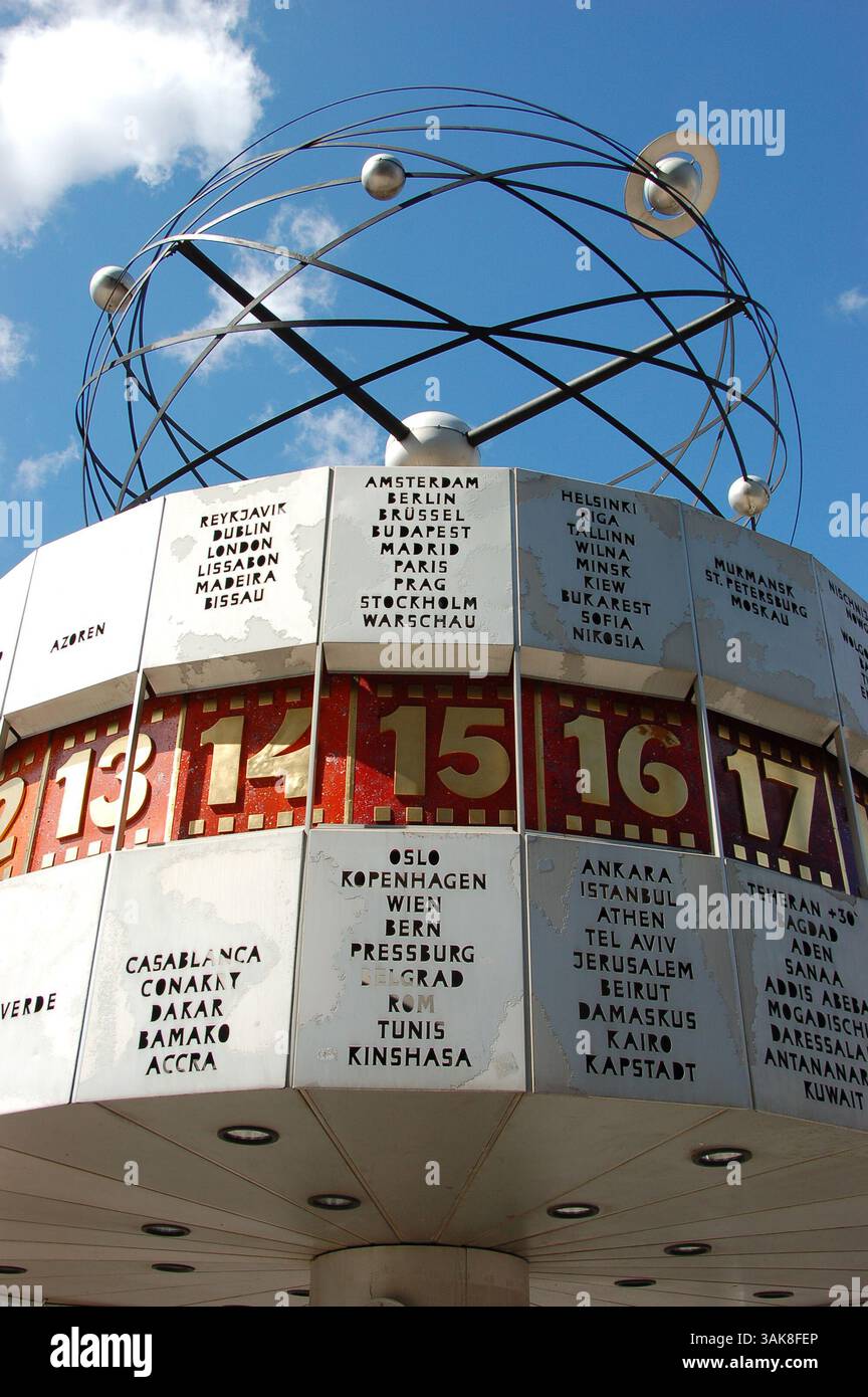 The World Clock at Alexanderplatz in Berlin, Germany, showing time ...