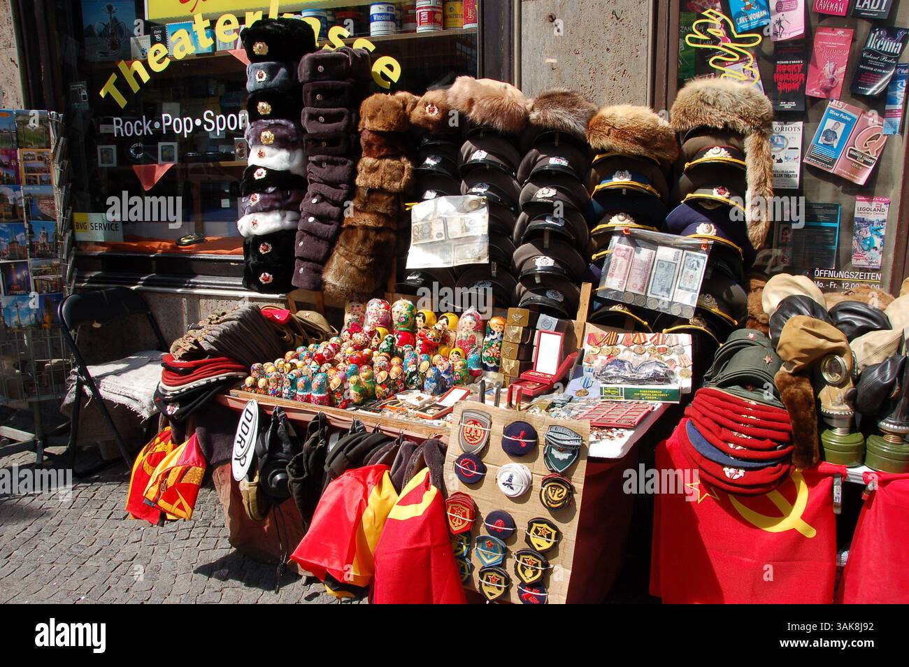 Soviet-themed souvenir stand near Checkpoint Charlie in Berlin ...