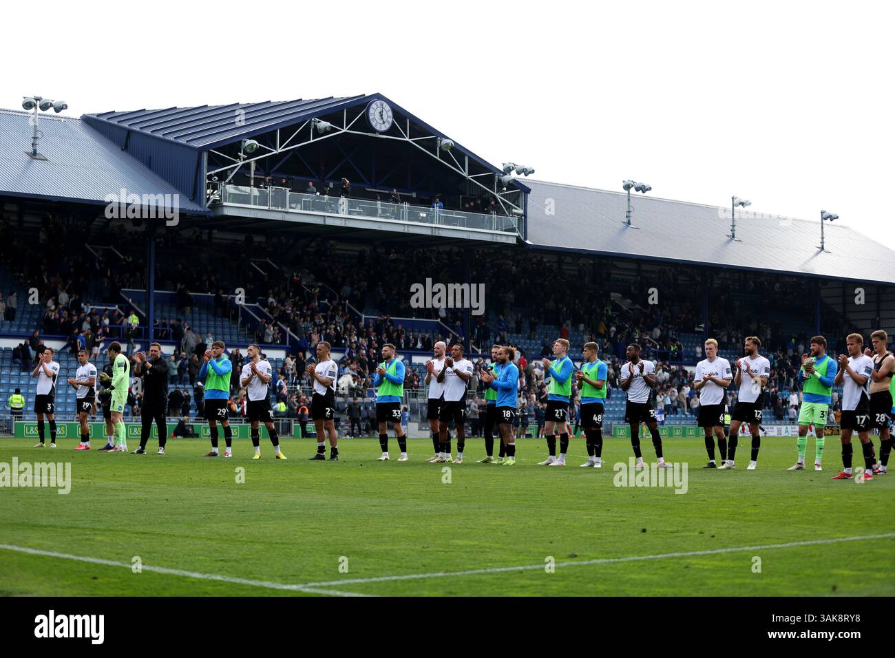 Derby County acknowledge the crowd at the final whistle after the Sky ...