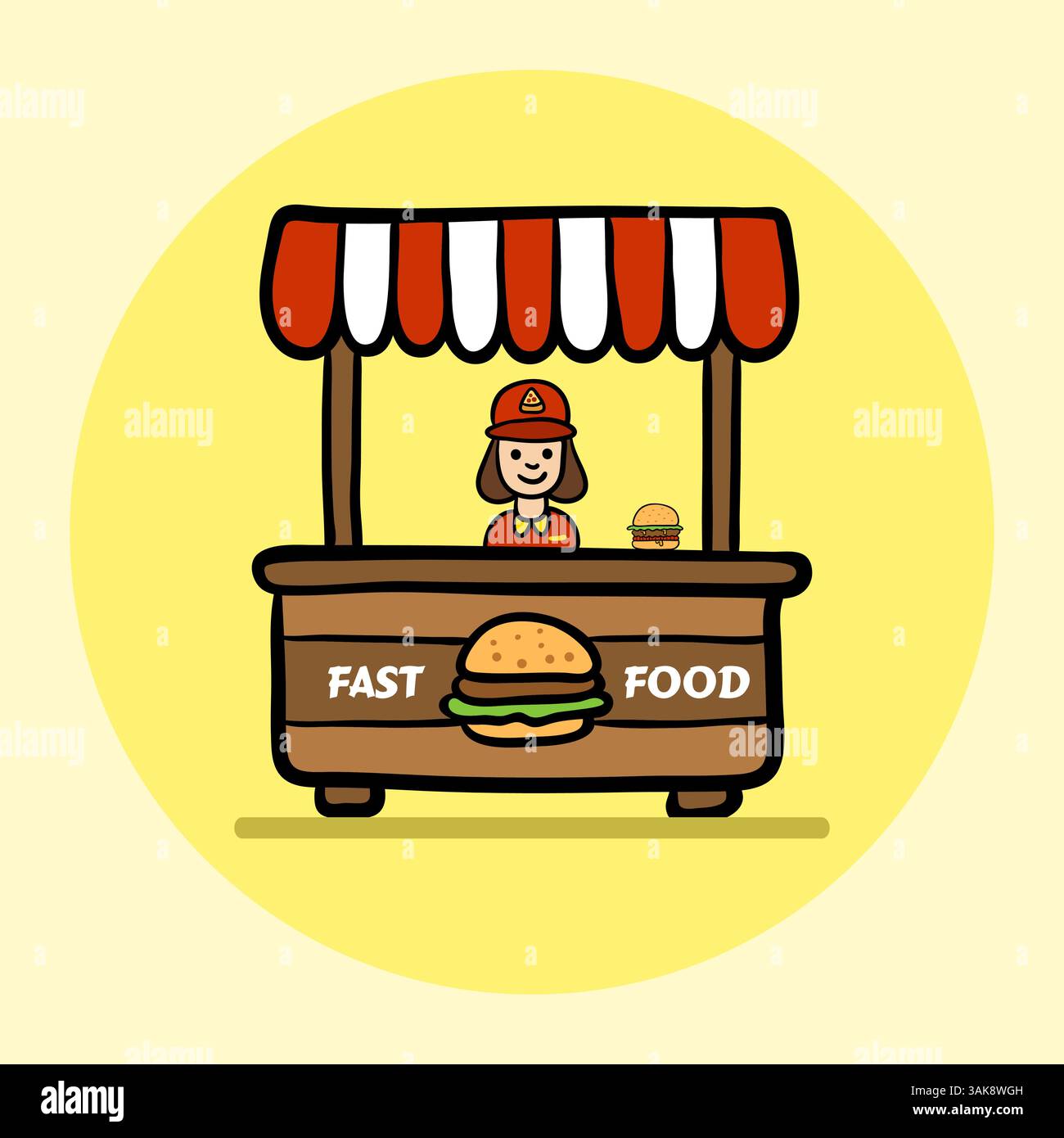 A vector banner for a fast food stall, a berger salesman sells food ...