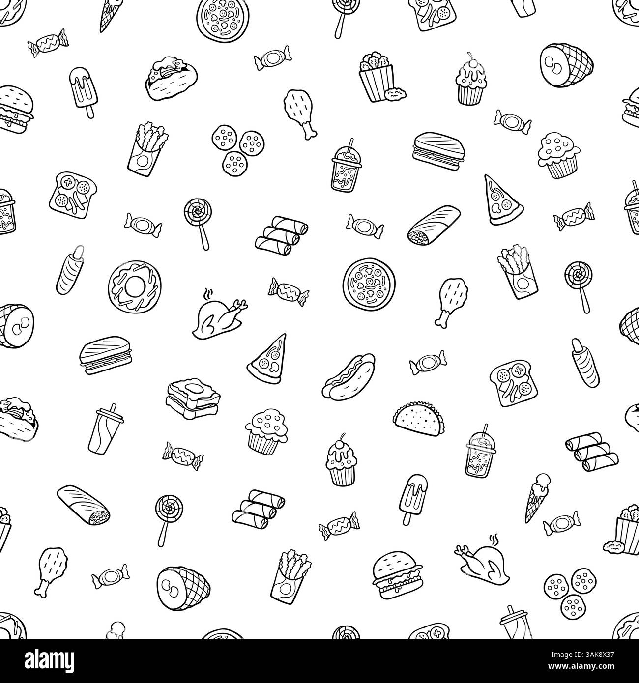 Burger french fries seamless Cut Out Stock Images & Pictures - Alamy