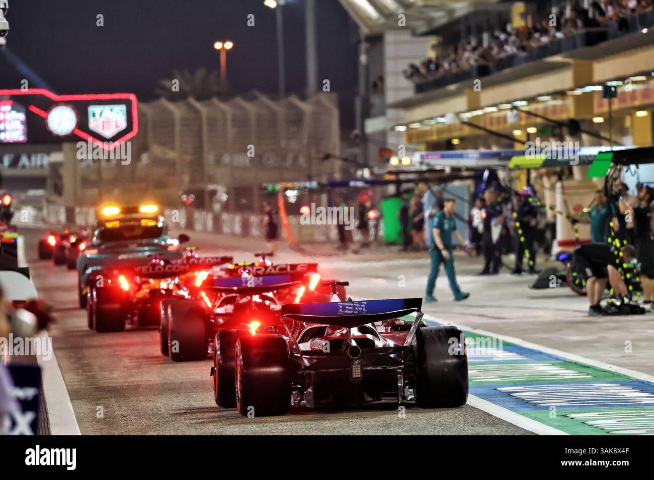 Sakhir, Bahrain. 12th Apr, 2025. The Aston Martin FIA Medical Car heads ...