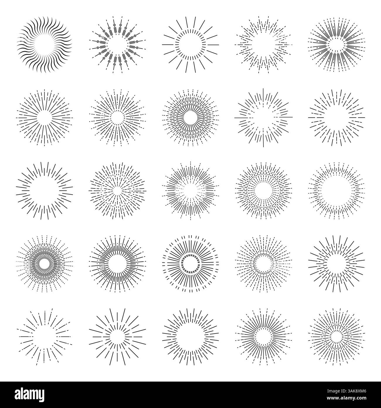 Large vector ray set in the style of outline, for web design and ...