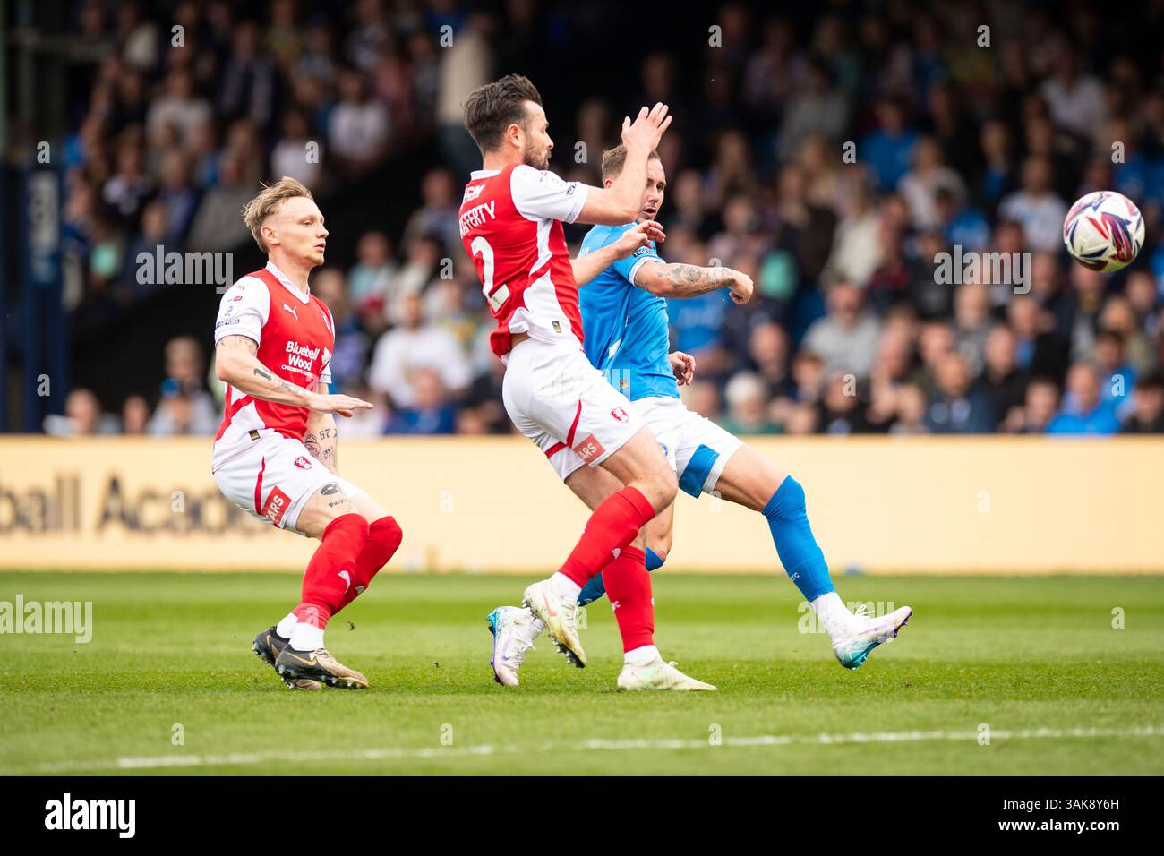 Joe Rafferty #2 of Rotherham United F.C.challenges the opponent during ...