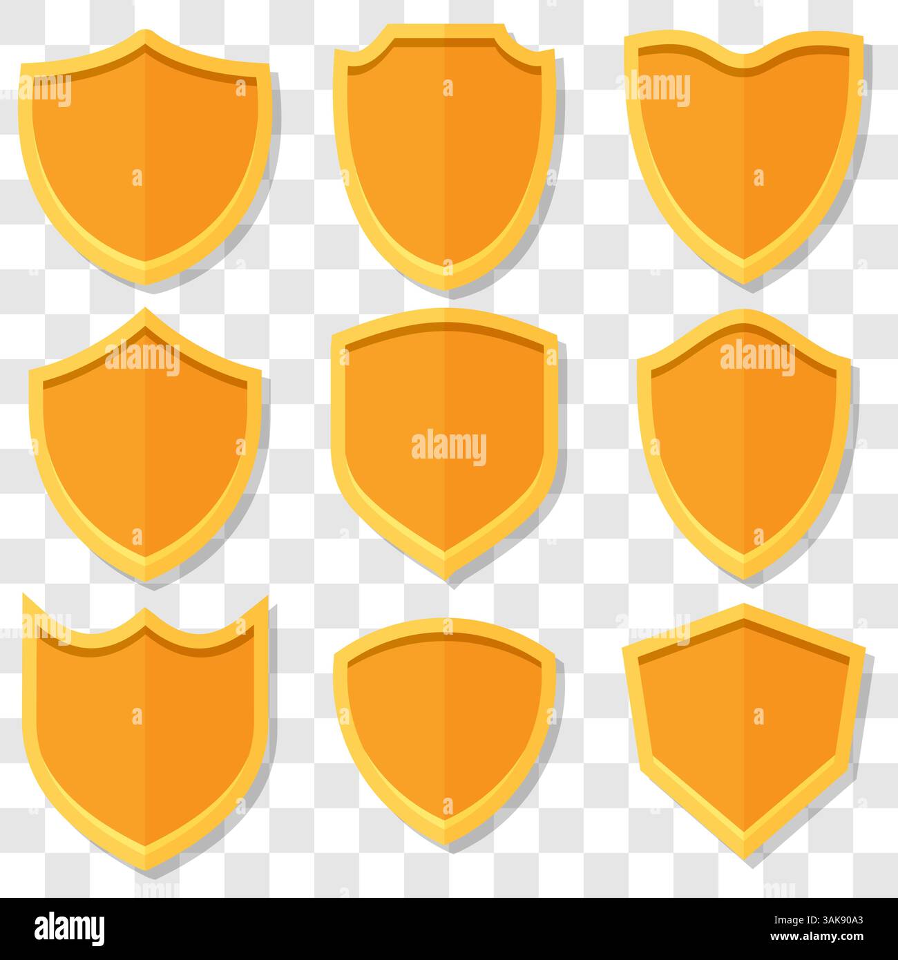 Set of orange vector shields in 3D style with shadow Stock Vector Image ...