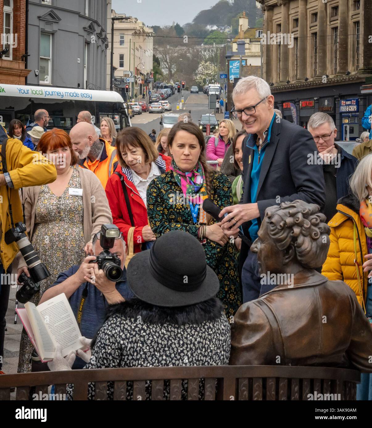 Torquay, UK. 12 April 2025. Jeremy Vine, local MP Steve Darling, Torbay ...