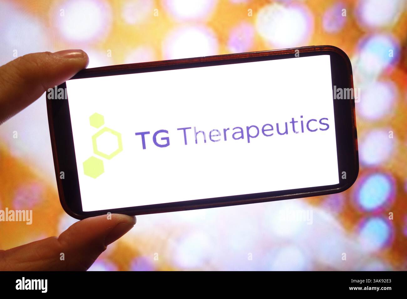 In this photo illustration, the TG Therapeutics company logo is seen ...