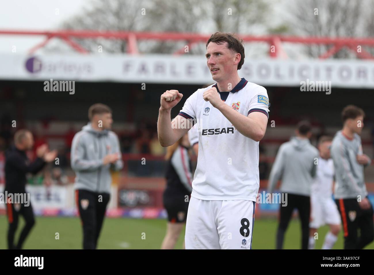 Accrington, UK, 12th April, 2025. Regan Hendry of Tranmere Rovers ...