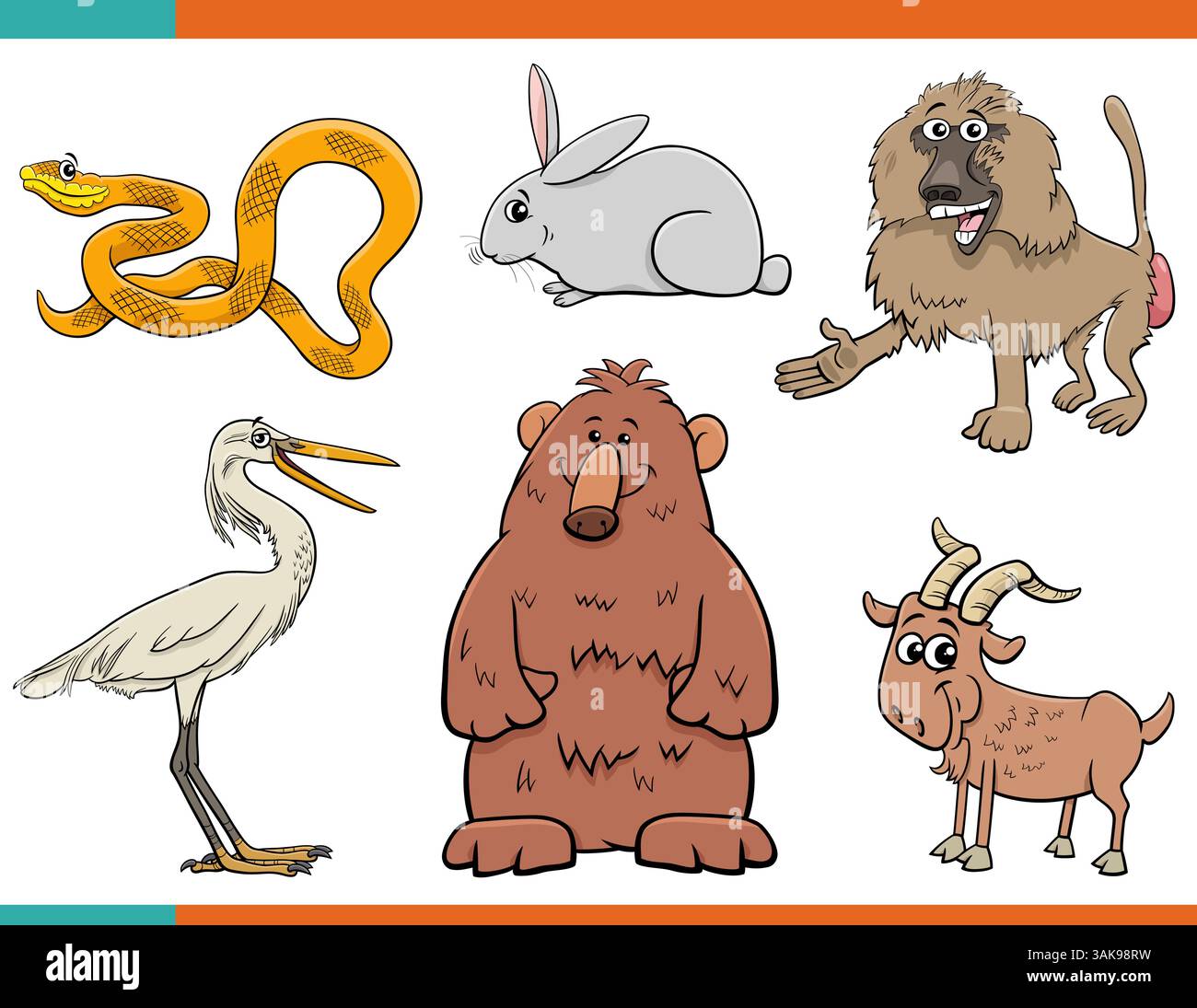 Cartoon illustration of funny animals comic animal characters set Stock ...