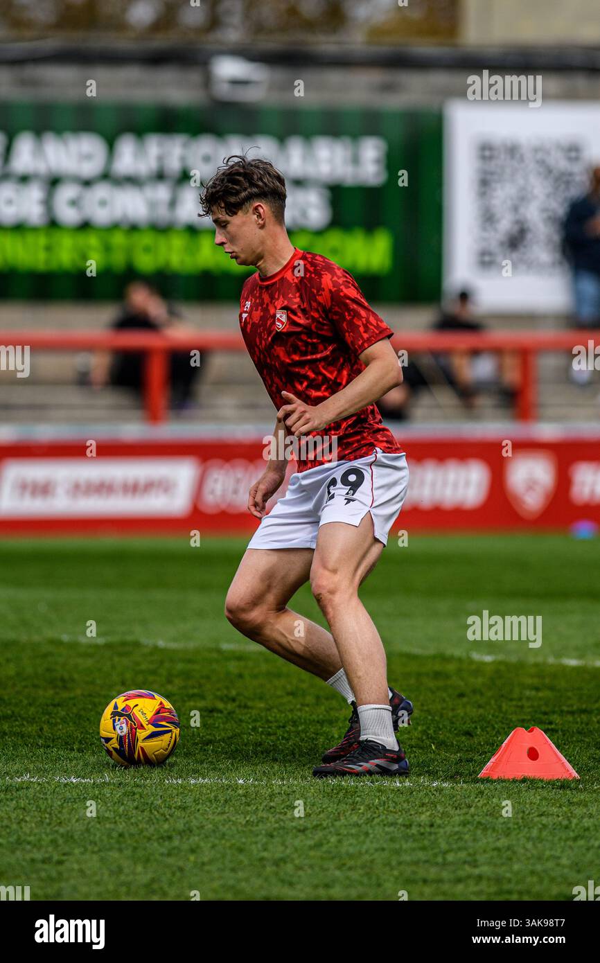 Morecambe FC's Adam Fairclough in the warm up during the Sky Bet League ...