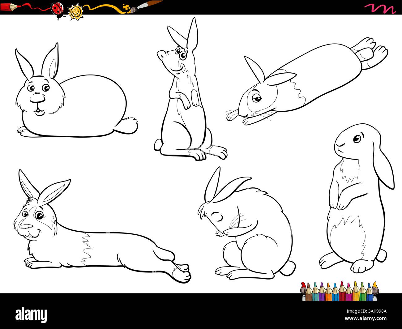 cartoon illustration of rabbits or miniature rabbits animal characters ...