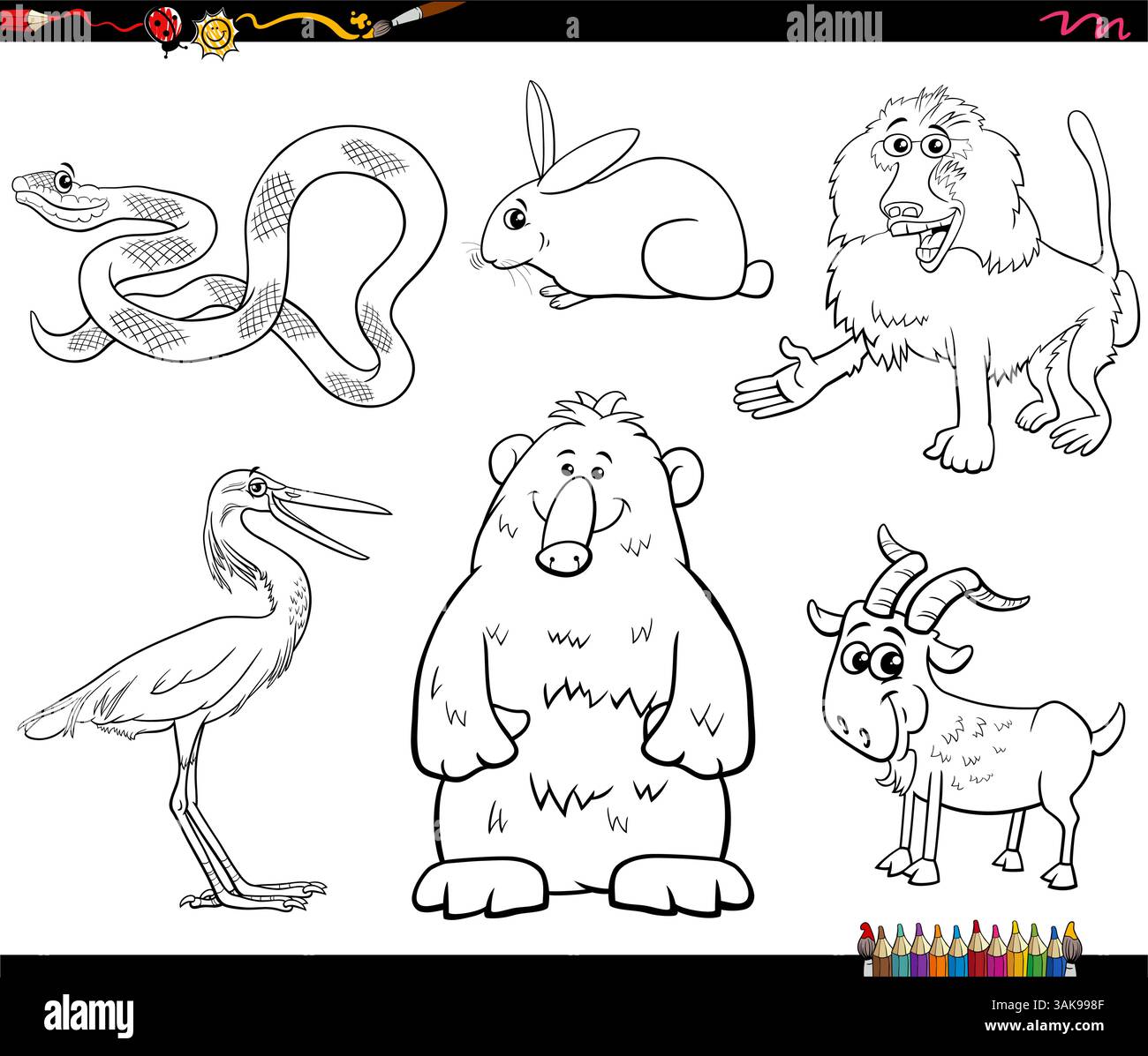 Cartoon illustration of funny animals comic animal characters set ...