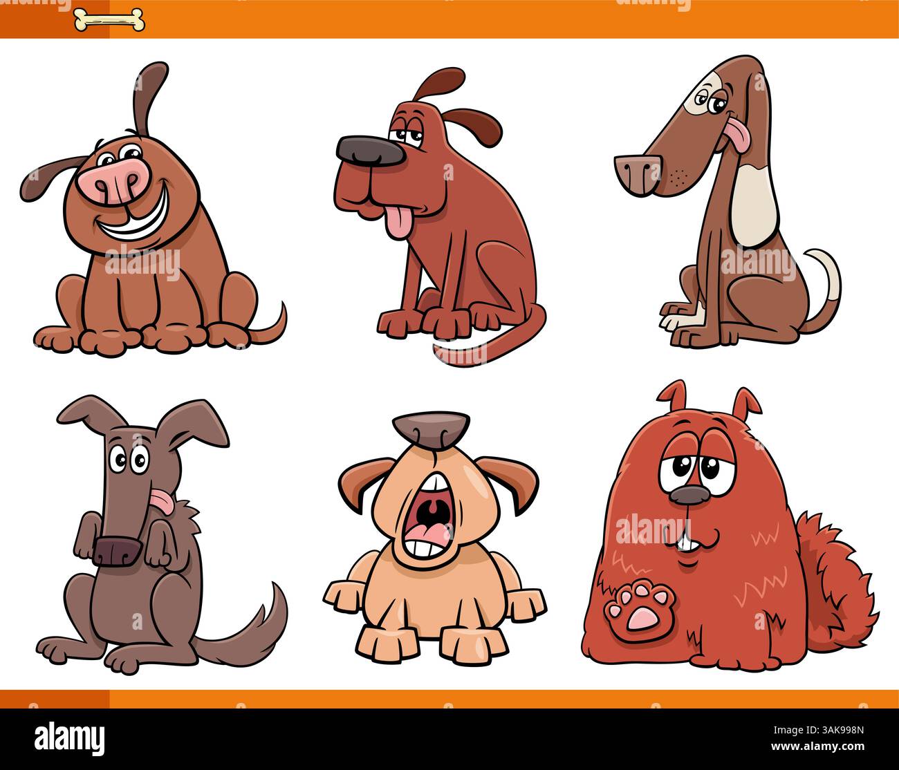 Cartoon illustration of funny dogs and puppies comic animal characters ...