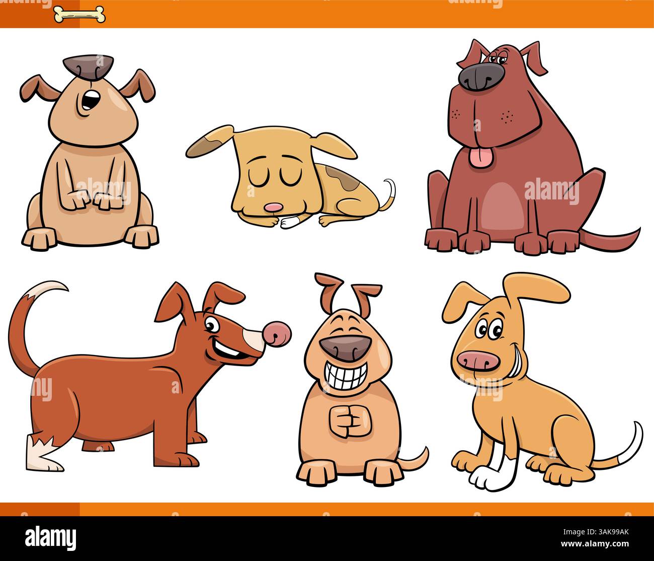 Cartoon illustration of funny dogs and puppies comic animal characters ...