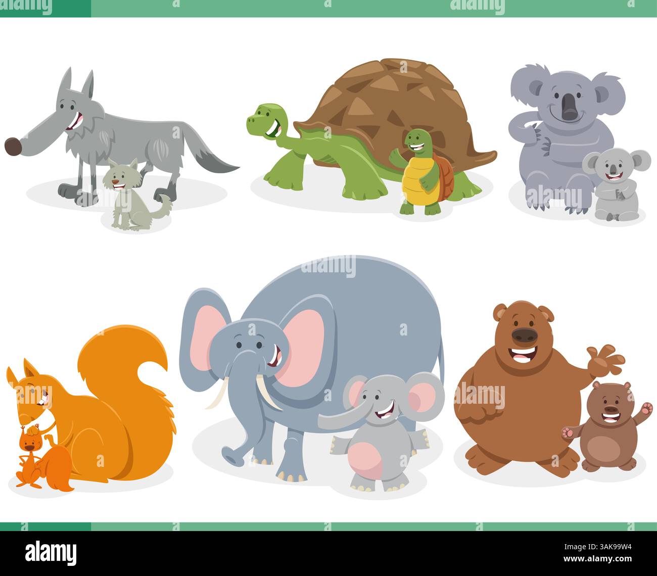 Cartoon illustration of funny wild animals characters set with their ...