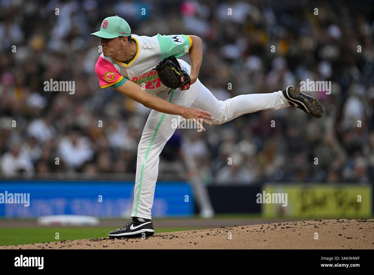San Diego Padres starting pitcher Nick Pivetta (27) delivers during the ...