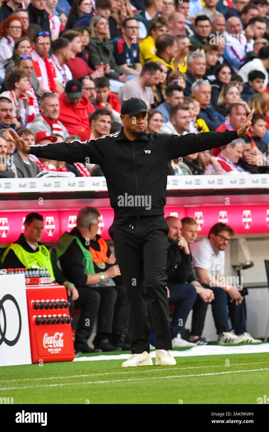 Munich, Germany. 12th Apr, 2025. MUNICH, GERMANY - APRIL 12: Head coach Vincent Kompany of ...