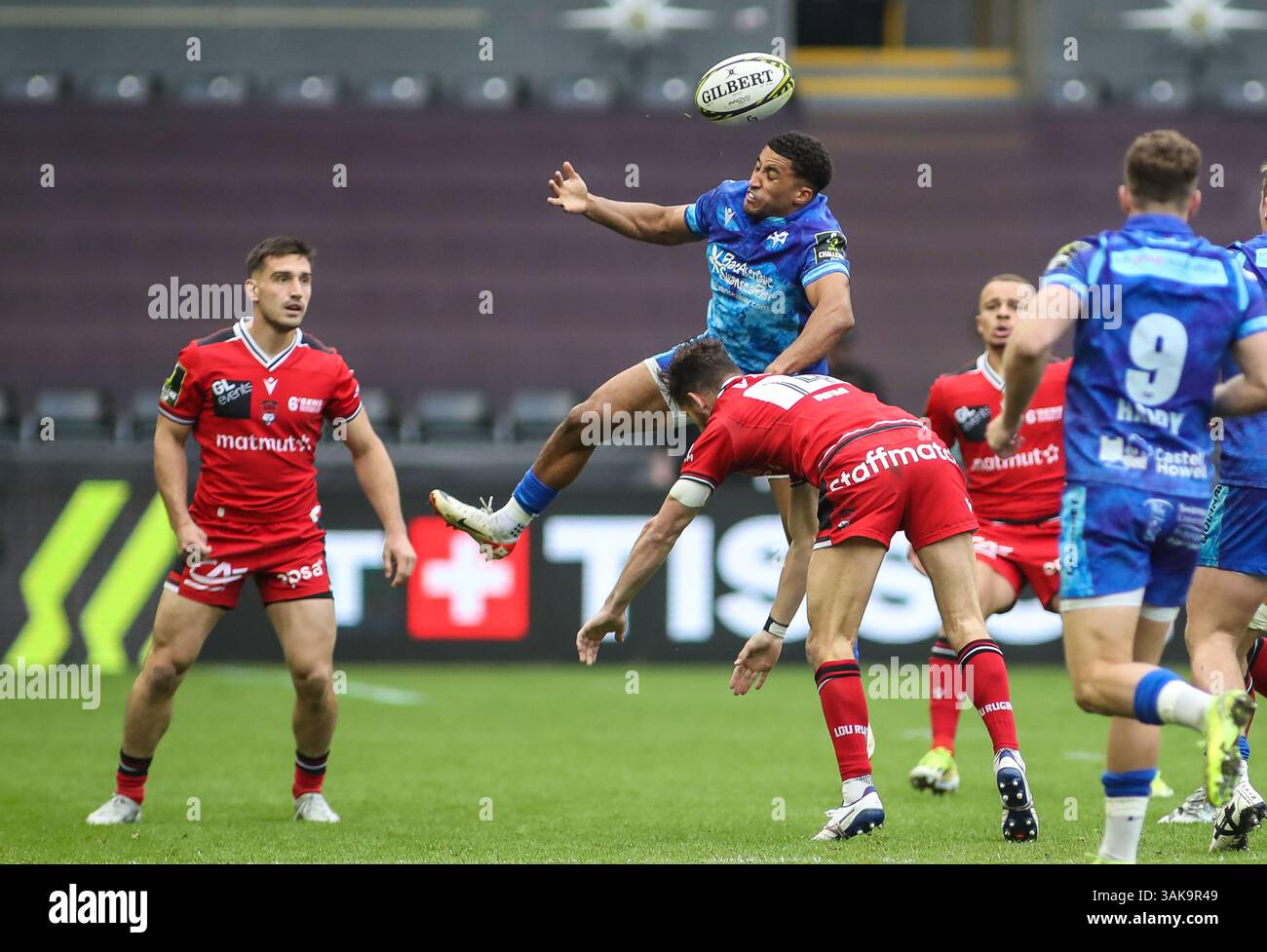 Swansea, Wales, UK. 12th April, 2025. Keelan Giles of Ospreys and ...