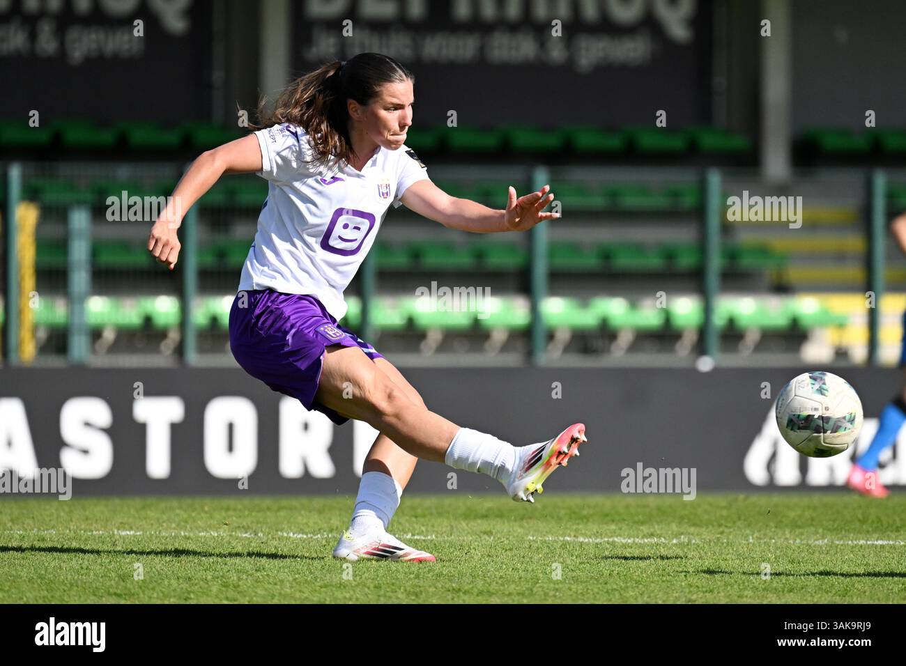 Roeselare, Belgium. 12th Apr, 2025. Luna Vanzeir (30) of Anderlecht pictured in action with the ...