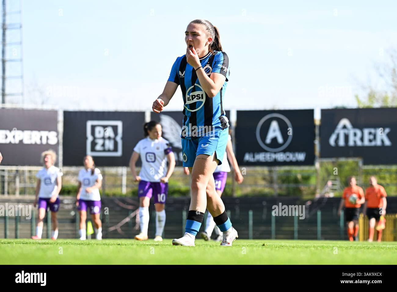 Roeselare, Belgium. 12th Apr, 2025. Angel Kerkhove (13) of Club YLA pictured during a female ...
