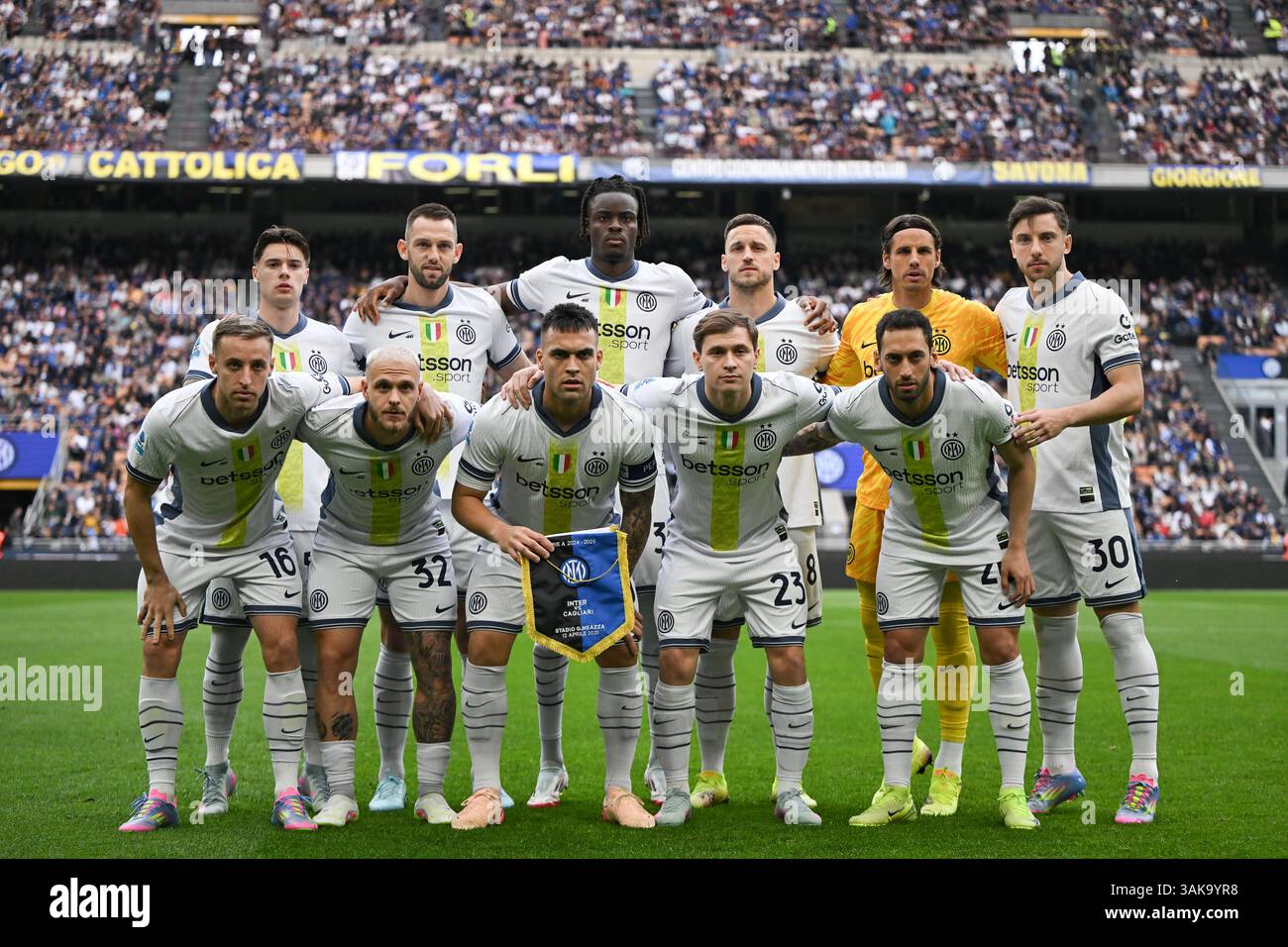 Lineup of FC Inter in action during the Italian Serie A football match ...