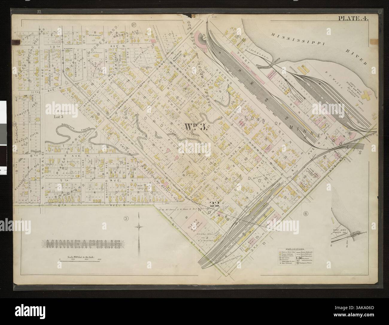 A comprehensive map of Minneapolis that includes detailed surveys of ...