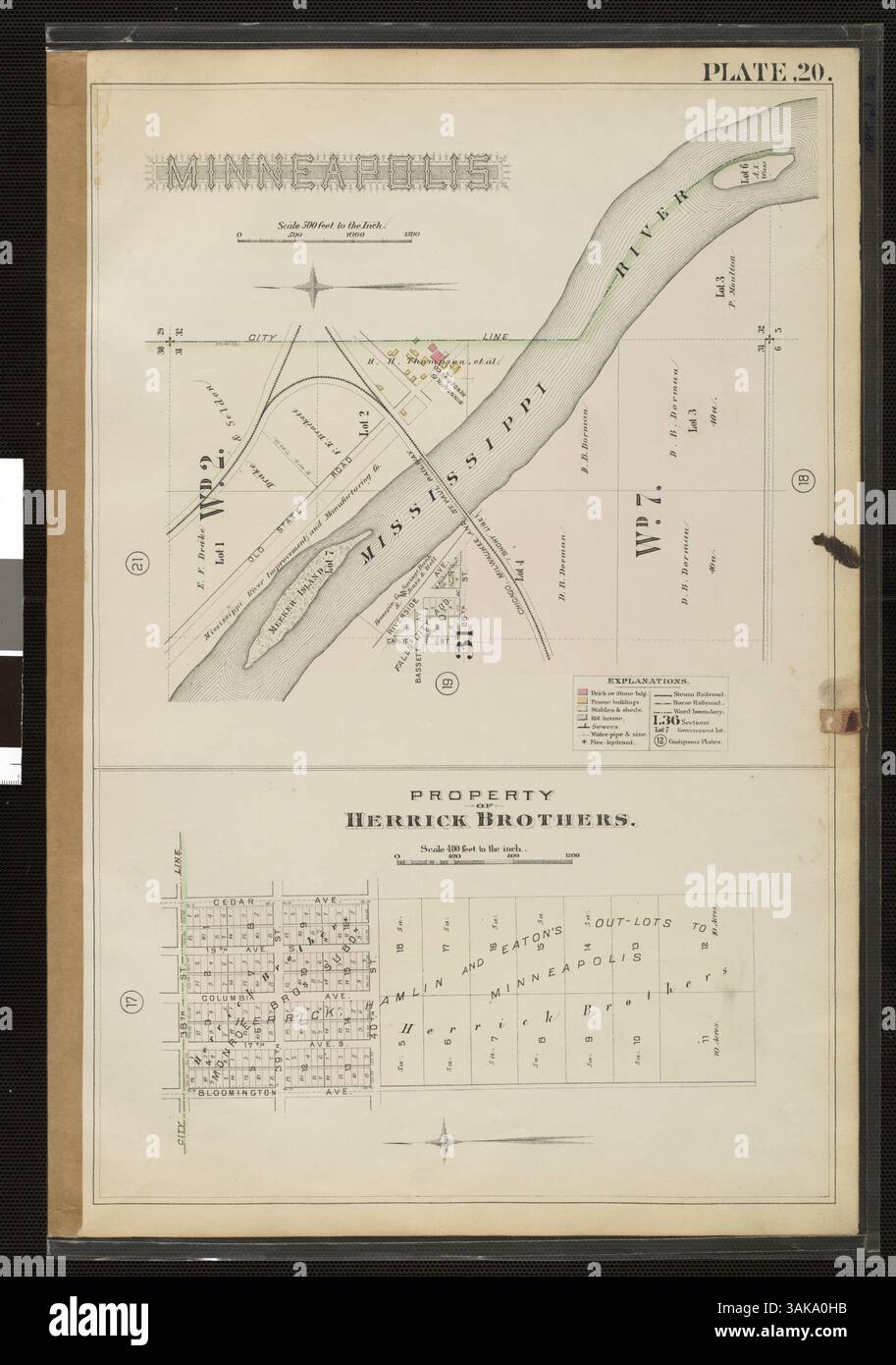 A comprehensive map detailing Minneapolis, with surveys and plats of ...