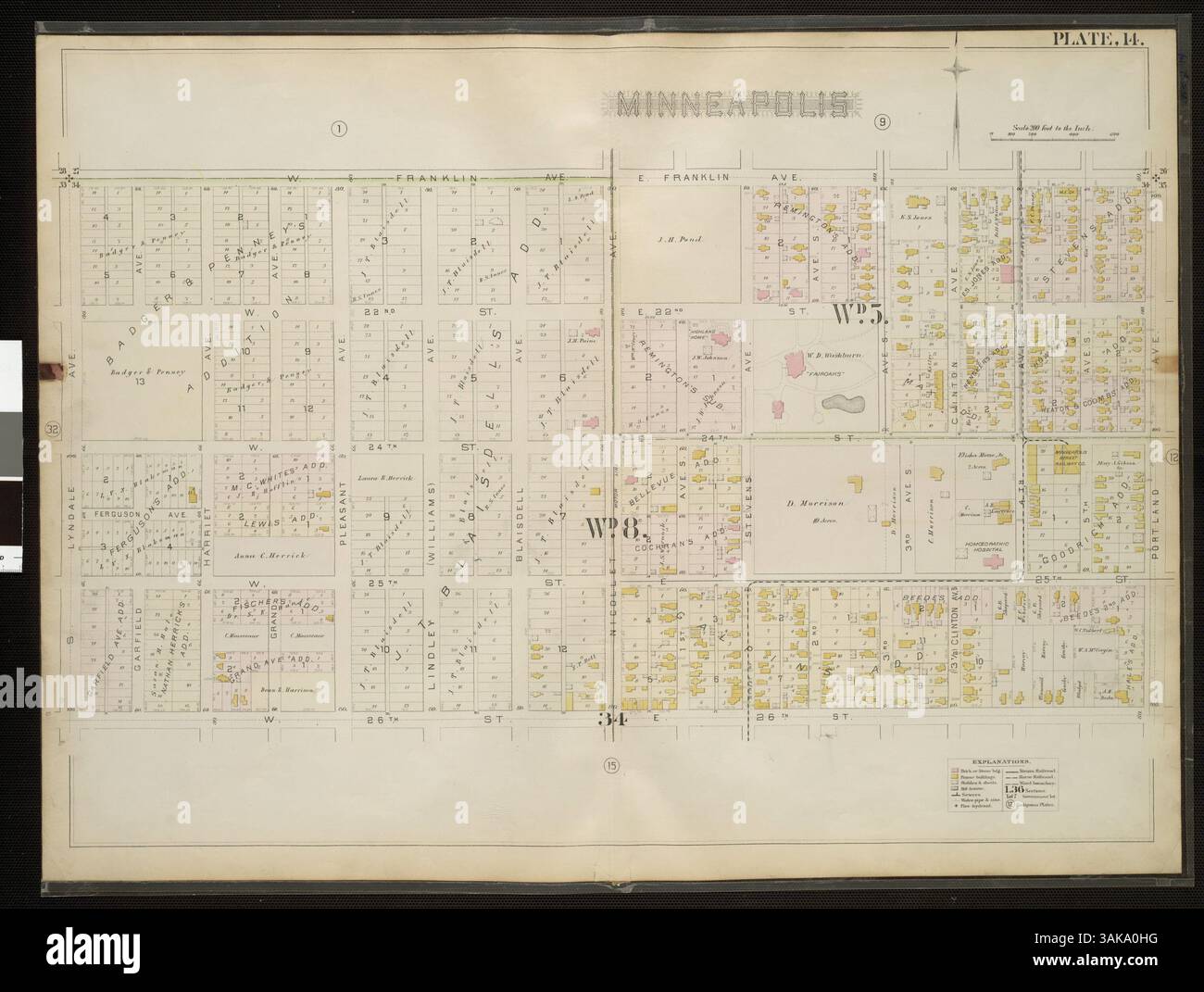 The map of Minneapolis contains complete surveys and plats showing ...