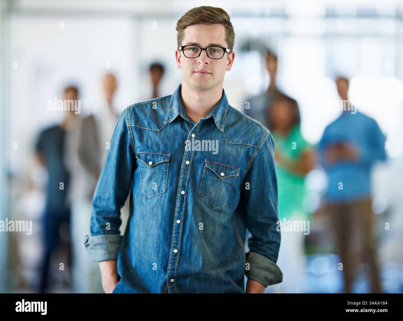 Office, portrait and businessman with pride for career, startup project ...